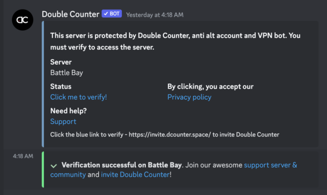 Features and settings - Double Counter - Discord Verification Bot | Alt Detector & VPN Blocker