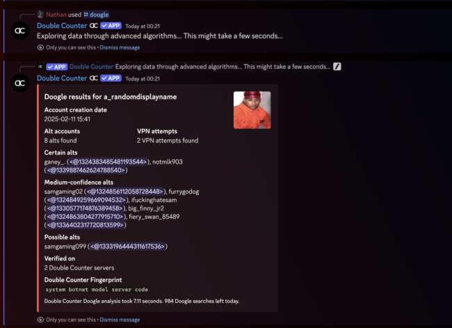 Doogle – The Ultimate Discord Alt Account Detection Tool